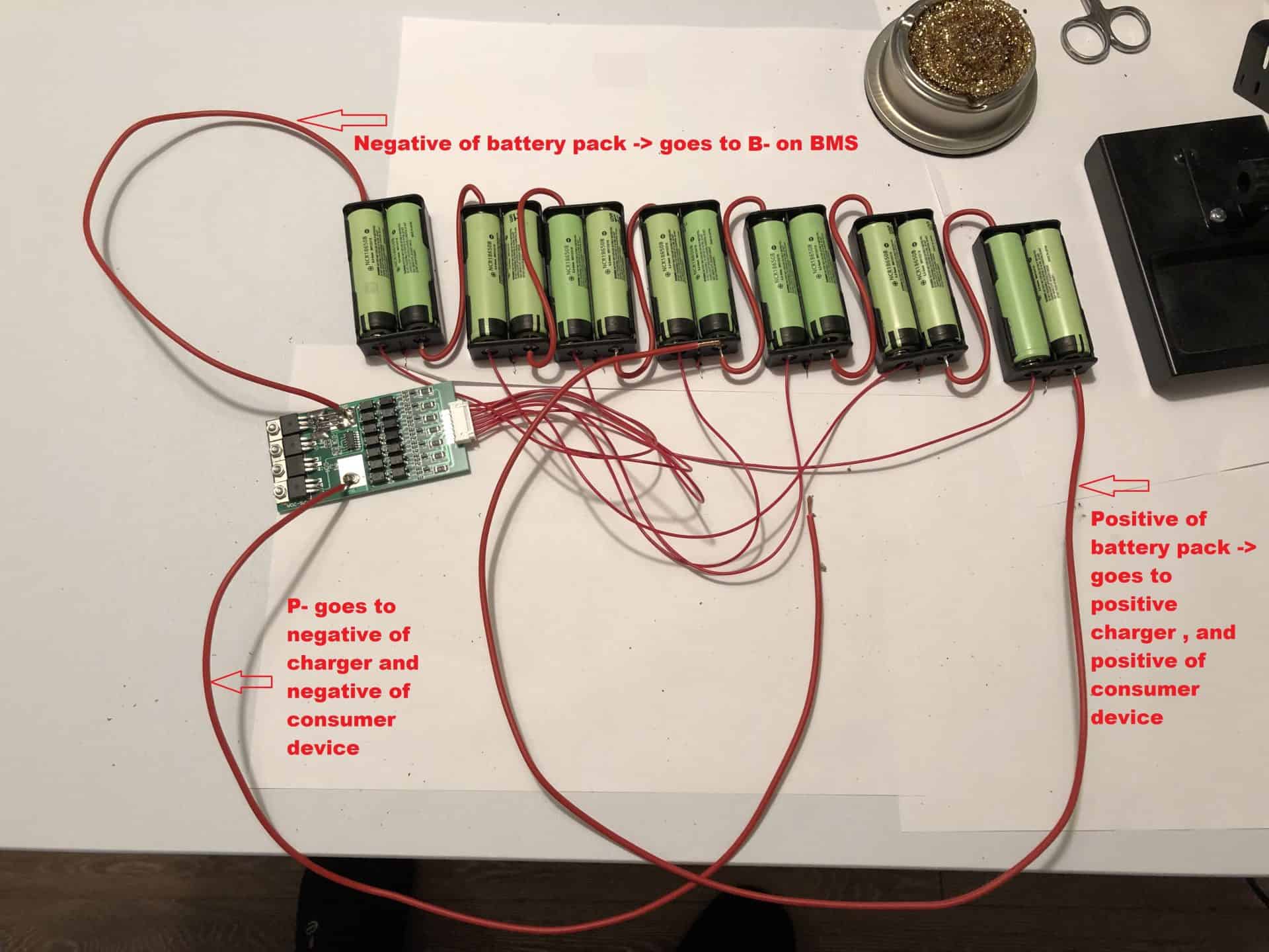 BMS wiring diagram - battery pack without spot welder - Audio Judgement